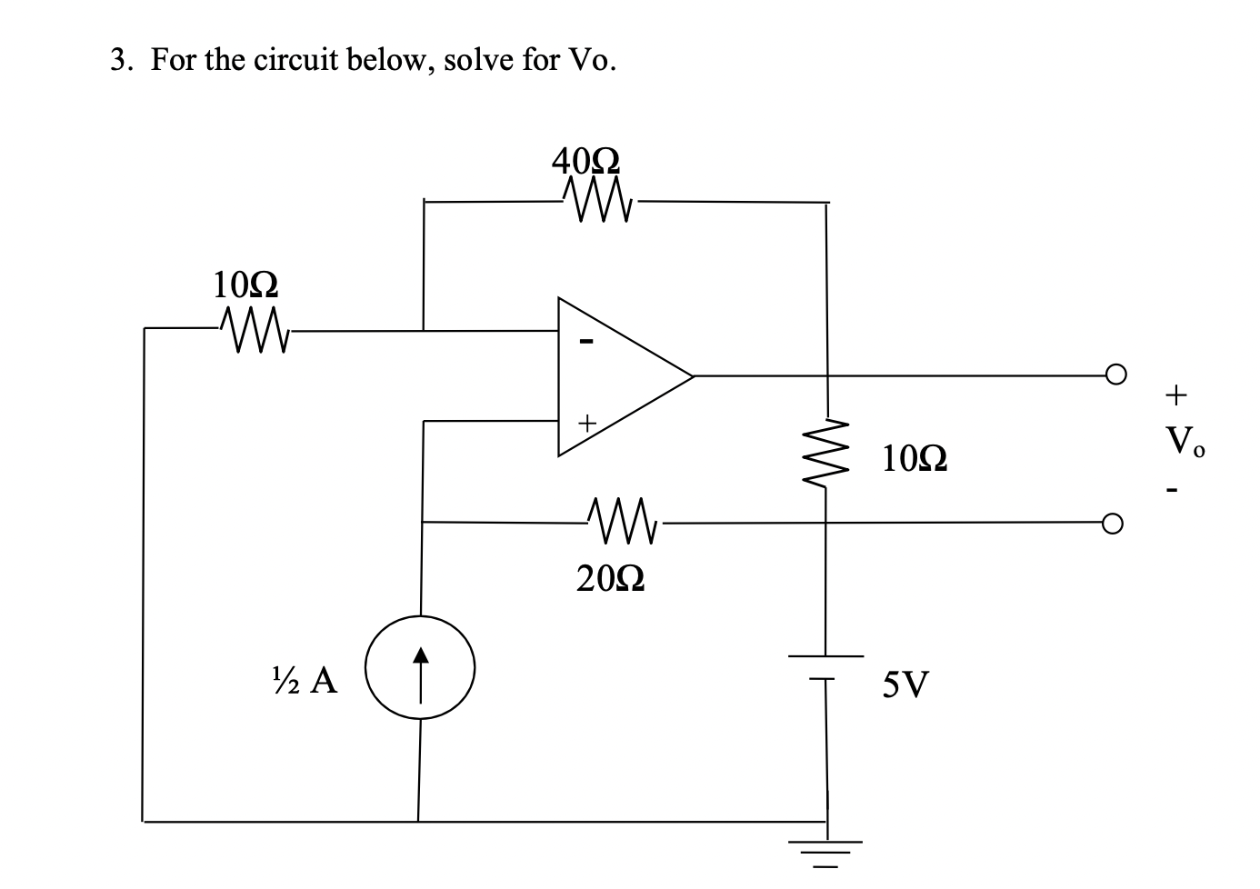 Solved 3. For the circuit below, solve for Vo. | Chegg.com