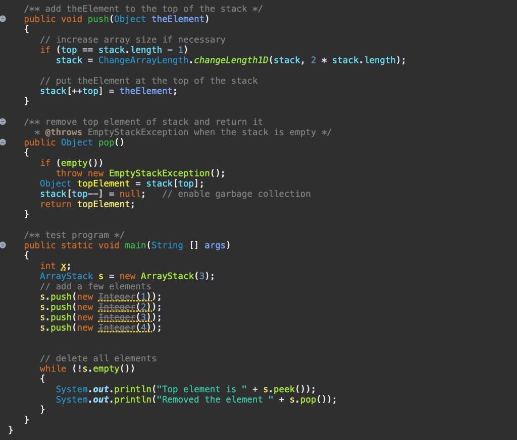 Solved Use only the isEmpty, peek, push, and pop methods to | Chegg.com