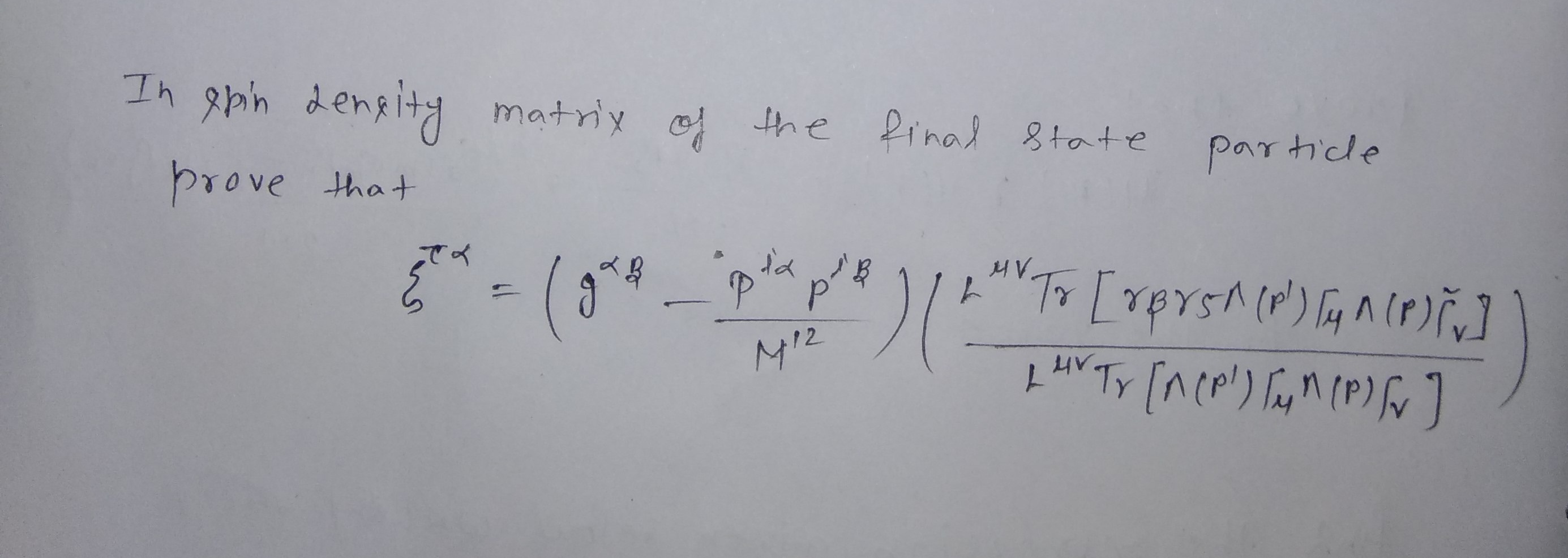 Solved partide In spin density matrix of the final state | Chegg.com