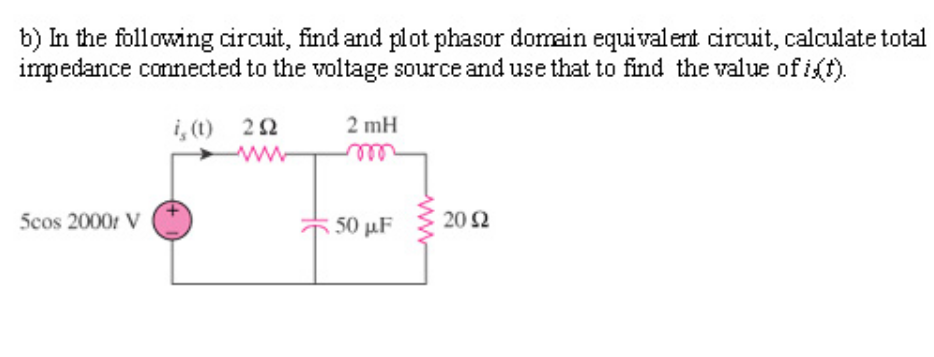 Solved b) In the following circuit, find and plot phasor | Chegg.com