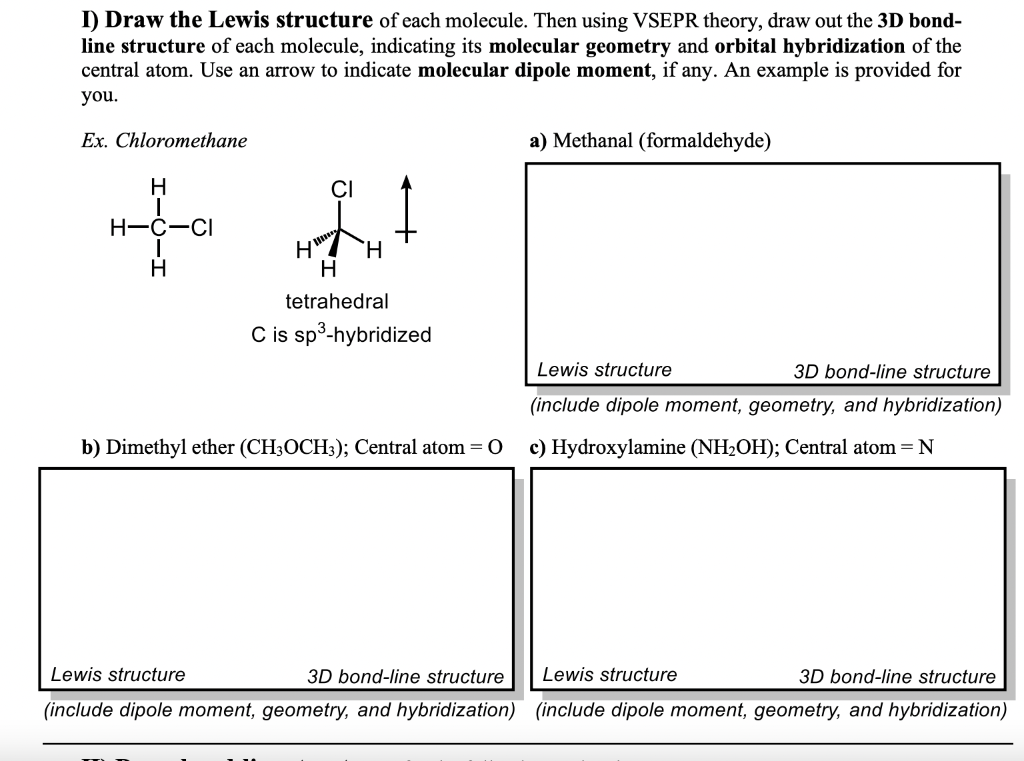Solved I) Draw the Lewis structure of each molecule. Then | Chegg.com