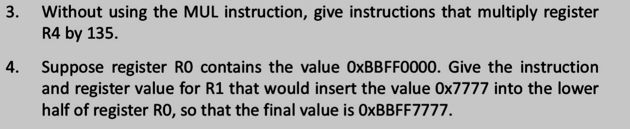 3. 4. Without using the MUL instruction, give | Chegg.com