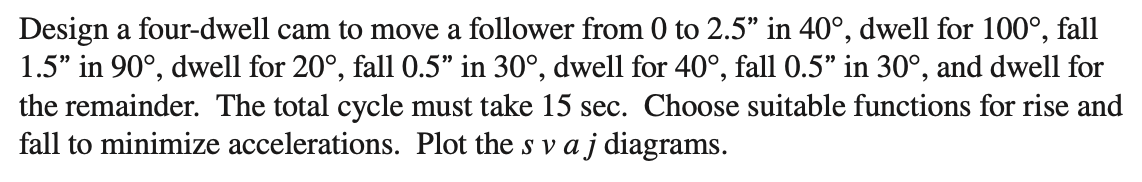 Solved Design a four-dwell cam to move a follower from 0 to | Chegg.com