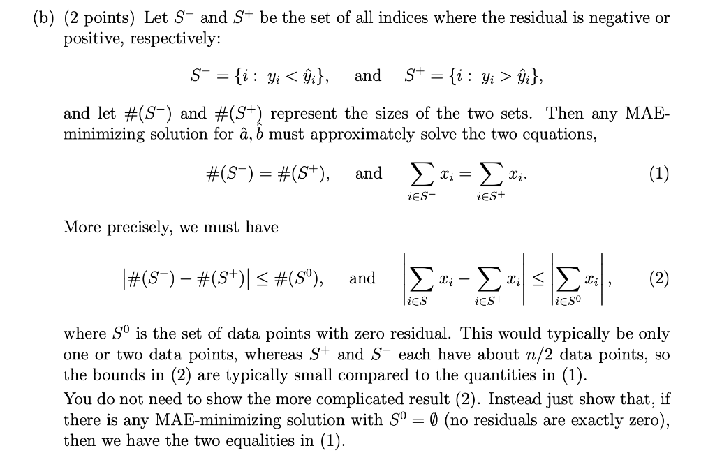 ) (2 points) Let S−and S+be the set of all indices | Chegg.com