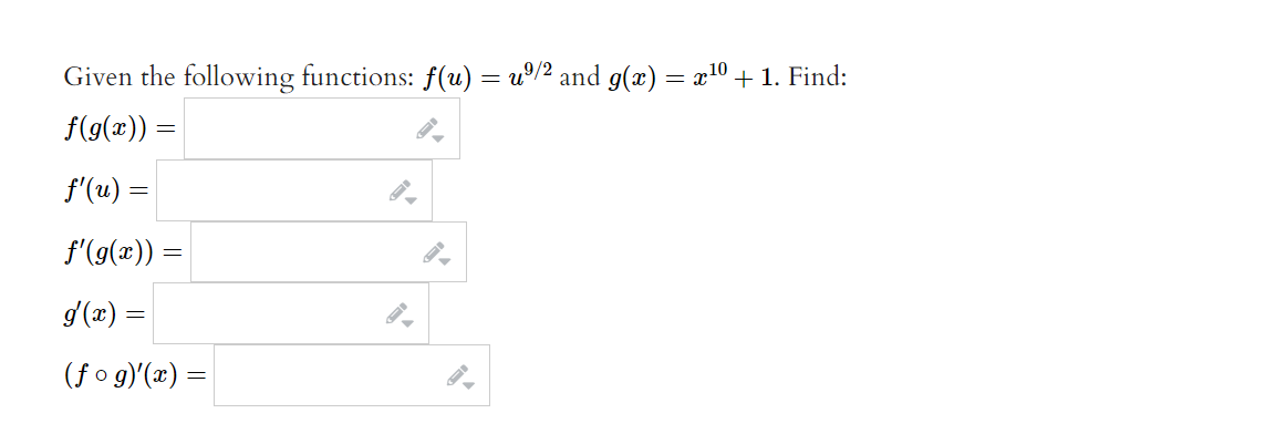 Solved Given the following functions: f(u)=u9/2 and | Chegg.com
