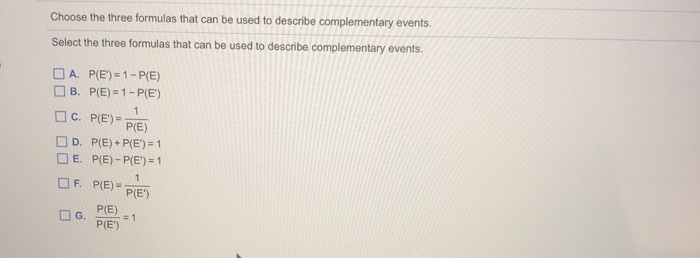 Solved Choose the three formulas that can be used to | Chegg.com