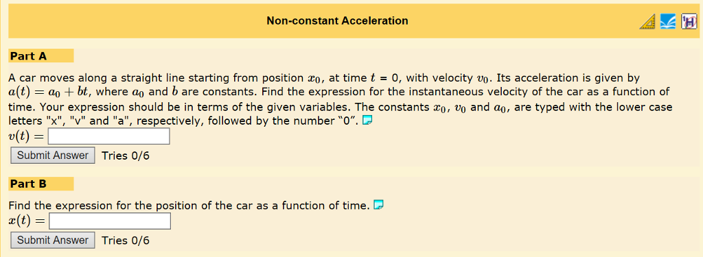 Solved Non-constant Acceleration Part A A car moves along a | Chegg.com
