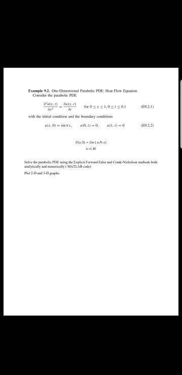 Solved Example 9 2 One Dimensional Parabolic Pde Heat Flow Chegg