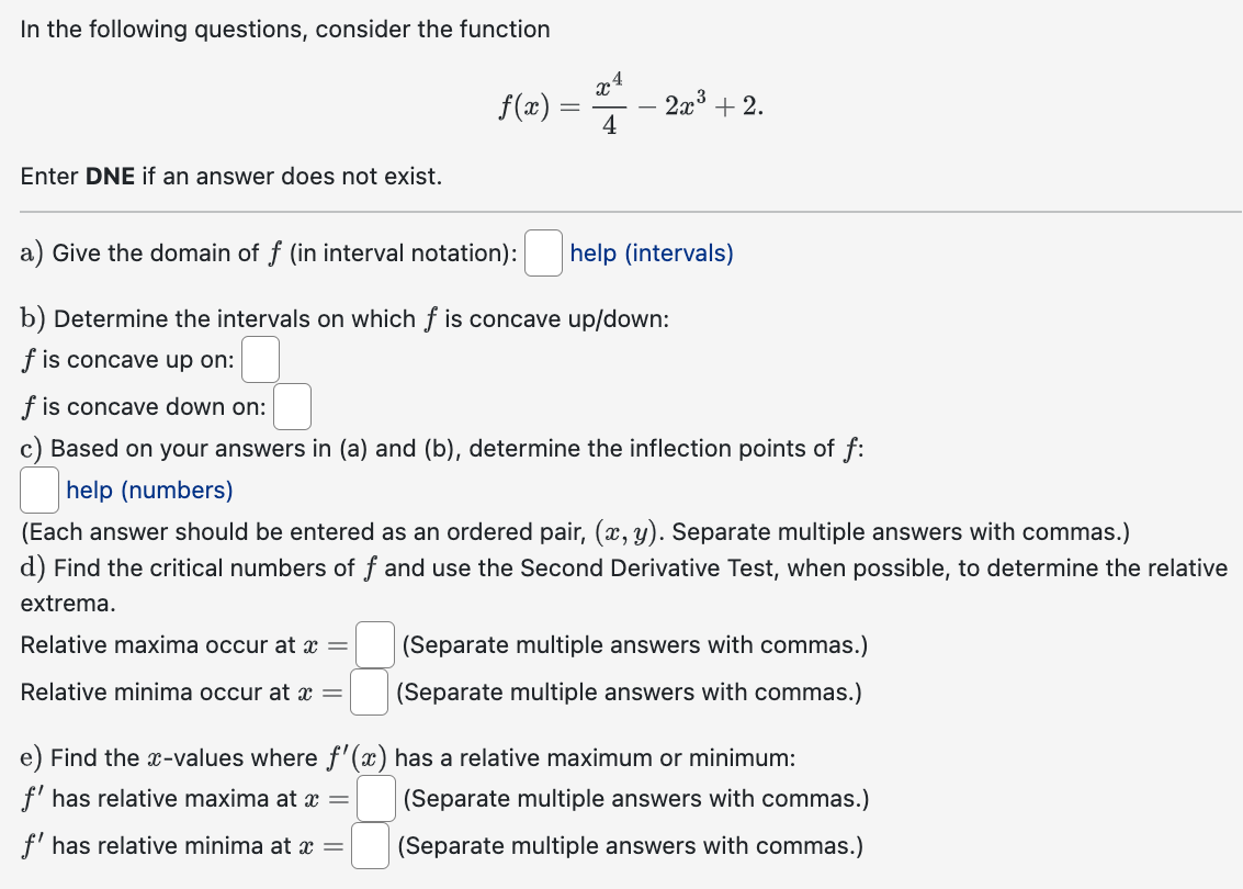 Solved In the following questions, consider the function | Chegg.com
