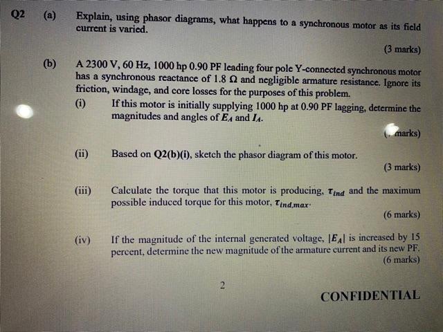 Solved Q2 (b) Explain, using phasor diagrams, what happens | Chegg.com