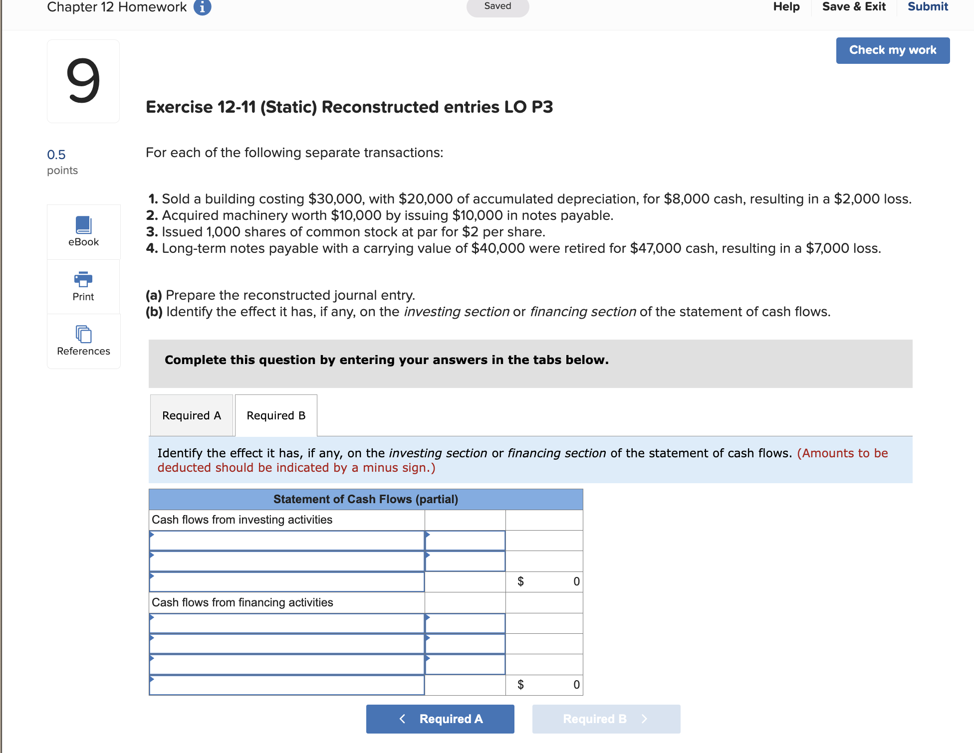 Solved Exercise 12-11 (Static) Reconstructed entries LO P3 | Chegg.com