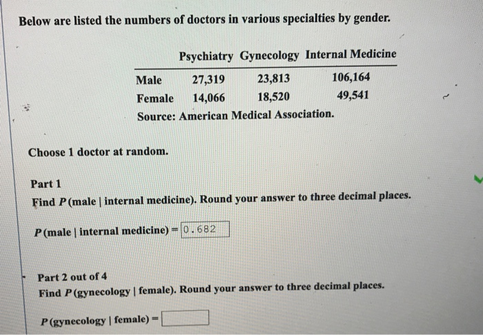 Solved Below are listed the numbers of doctors in various | Chegg.com