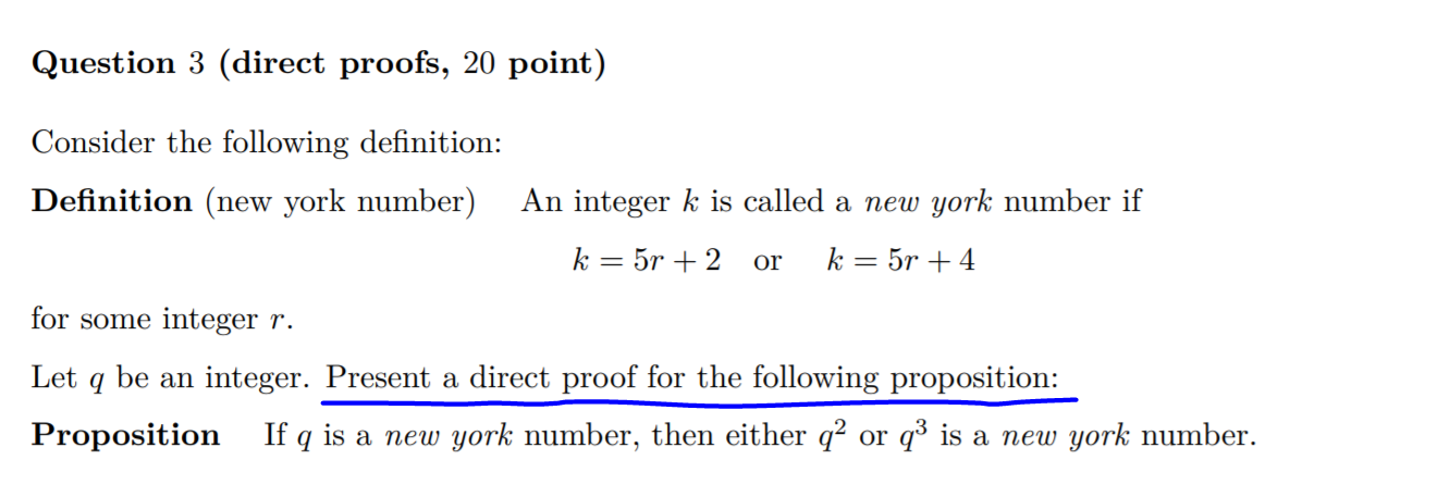 Solved Question 3 (direct proofs, 20 point) Consider the | Chegg.com