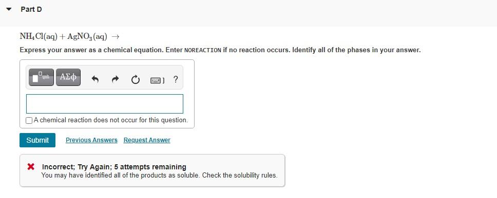 Solved Part B NaCl(aq) + Hg, (CH3O2)2(aq) → Express your | Chegg.com