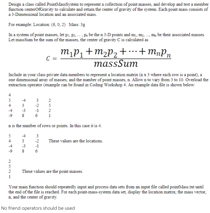 Design a class called PointMassSystem to represent a | Chegg.com