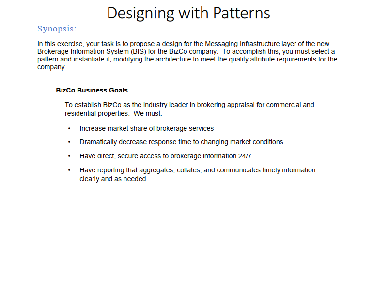 Solved Designing with Patterns Synopsis: In this exercise, | Chegg.com