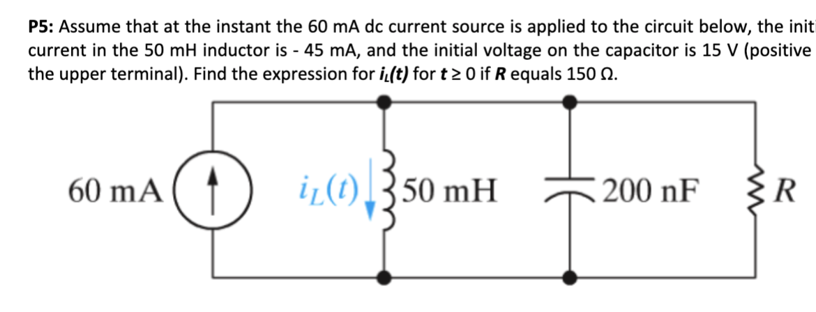 Solved P5: Assume that at the instant the 60 mA dc current | Chegg.com