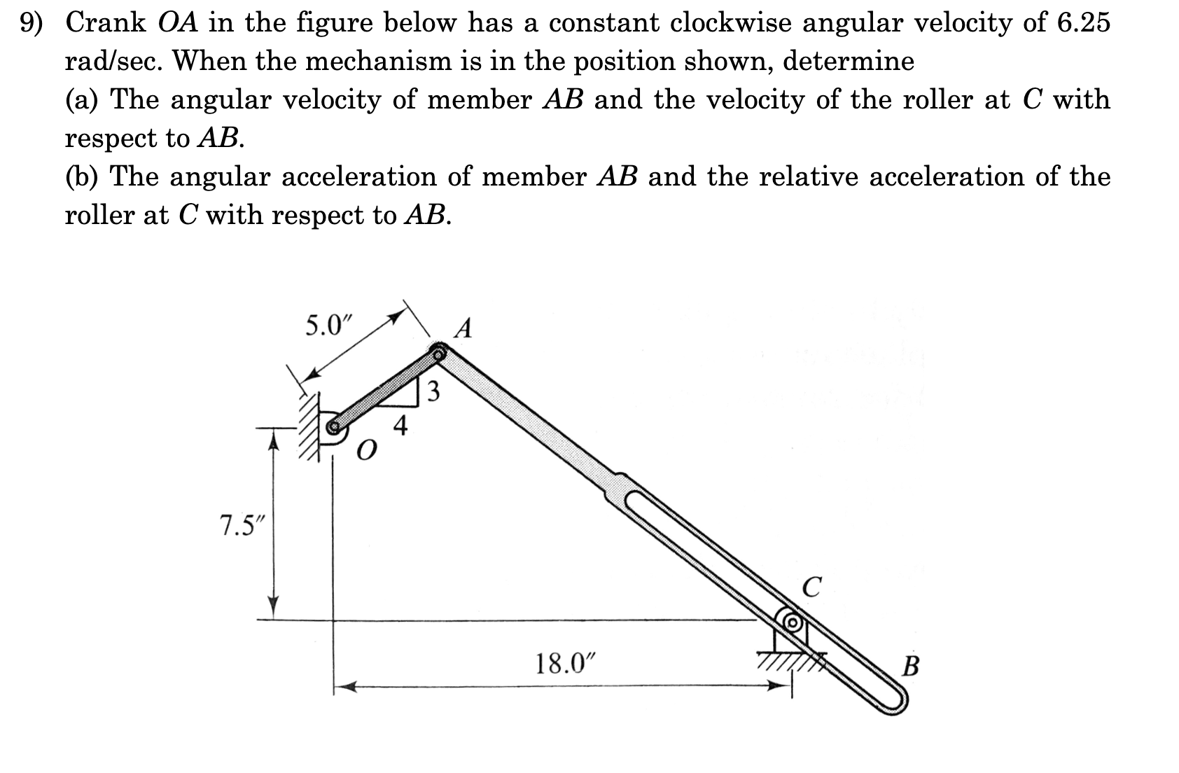 Solved Crank OA in the figure below has a constant clockwise | Chegg.com