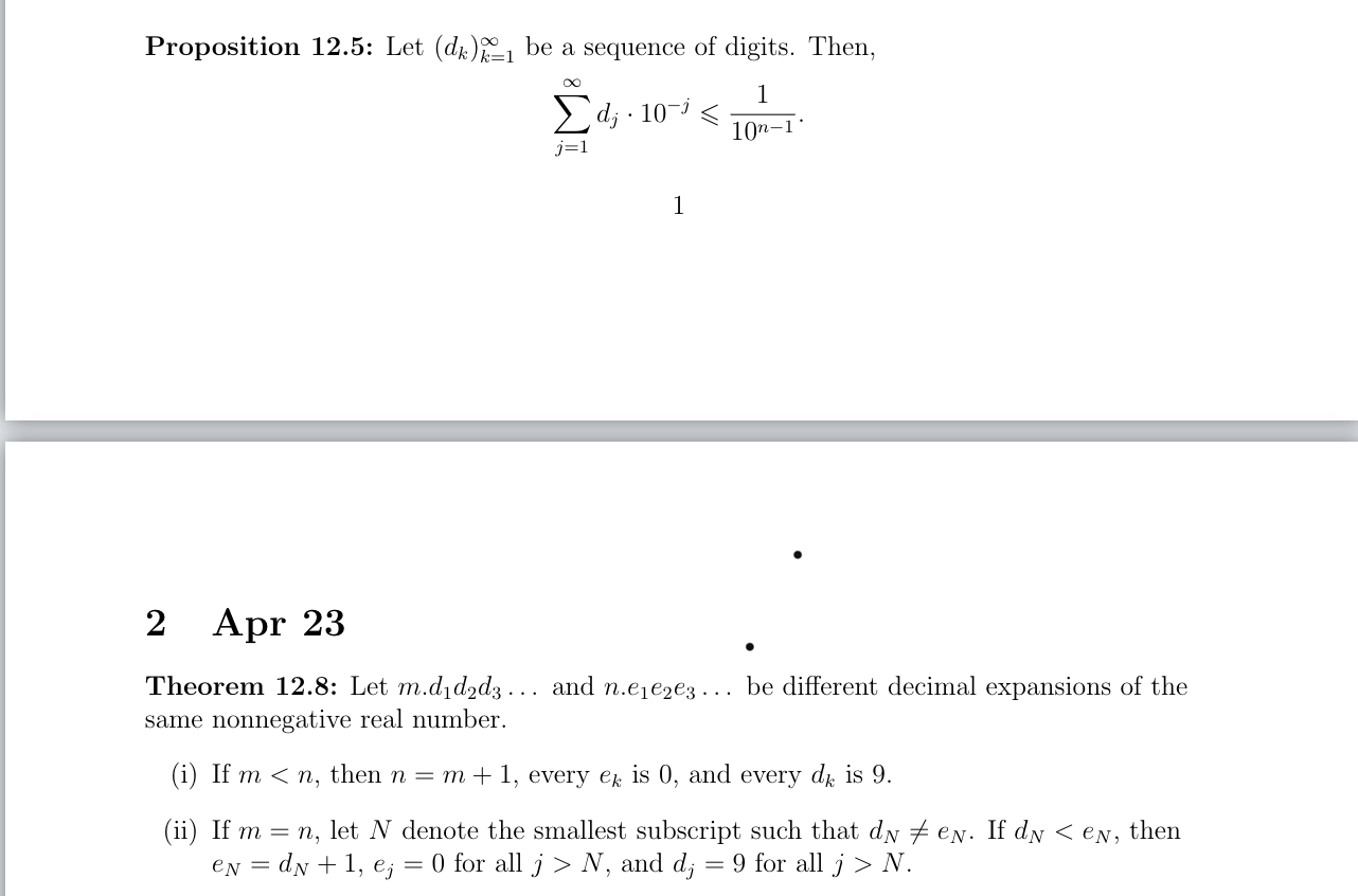 Solved Proposition 12.5: Let (dk)be a sequence of digits. | Chegg.com