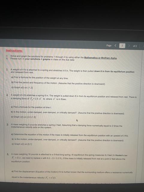 Solved of 2 Page 1 These problems are examples of simple | Chegg.com