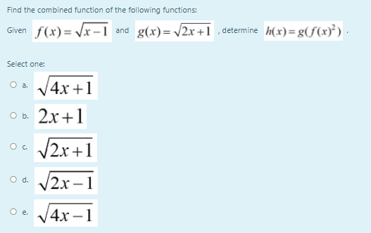 Solved Find the combined function of the following | Chegg.com