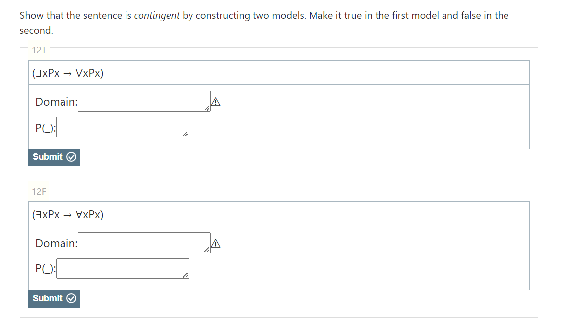 Solved Contingent sentences Show that the sentence is | Chegg.com