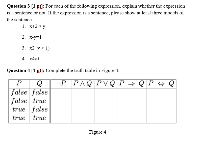 Solved Question 3 [1 pt]: For each of the following | Chegg.com