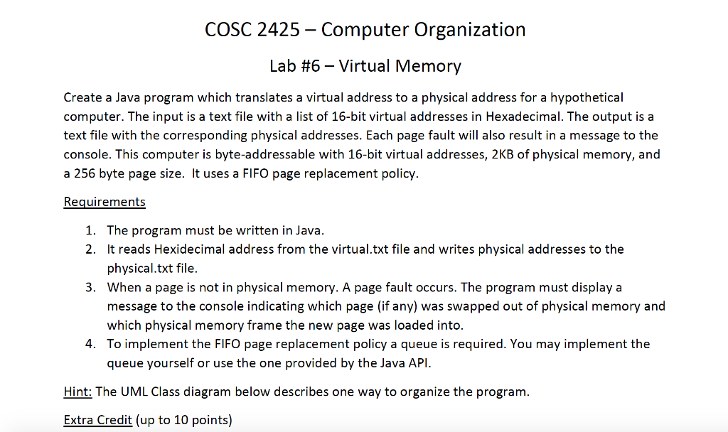 COSC 2425 - Computer Organization Lab #6 - Virtual | Chegg.com