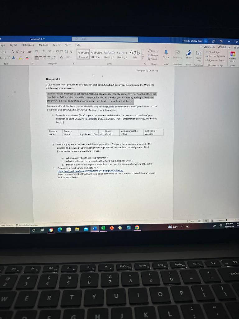 Homewark 6 SQL answers must provicle the screenshot | Chegg.com