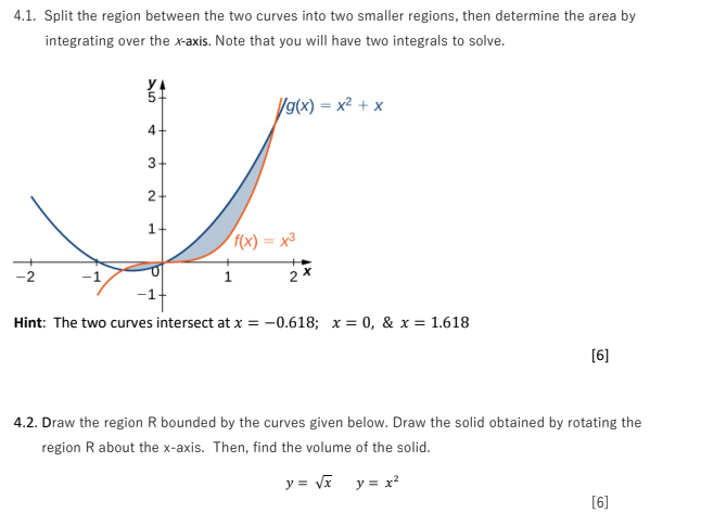 Solved 4.1. Split the region between the two curves into two | Chegg.com