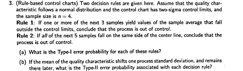Solved (Rule-based control charts) Two decision rules are | Chegg.com