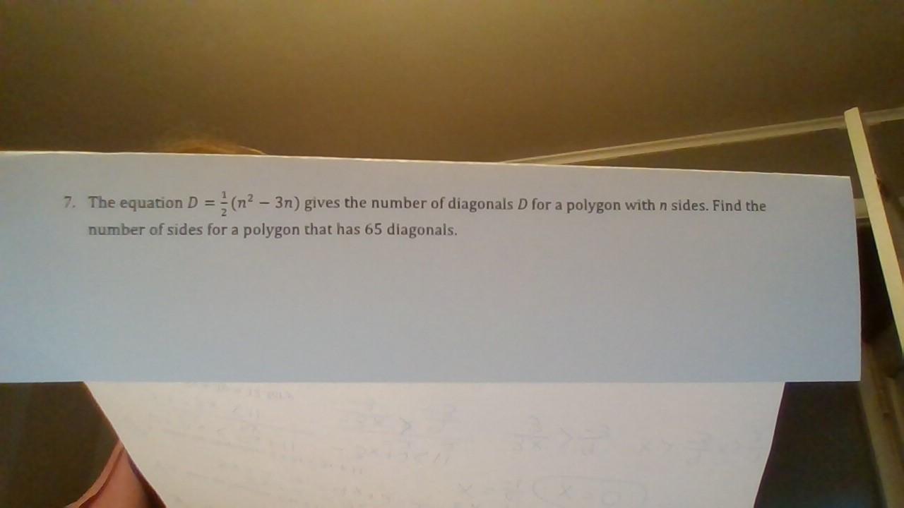 Solved The equation D = (n2 – 3n) gives the number of | Chegg.com