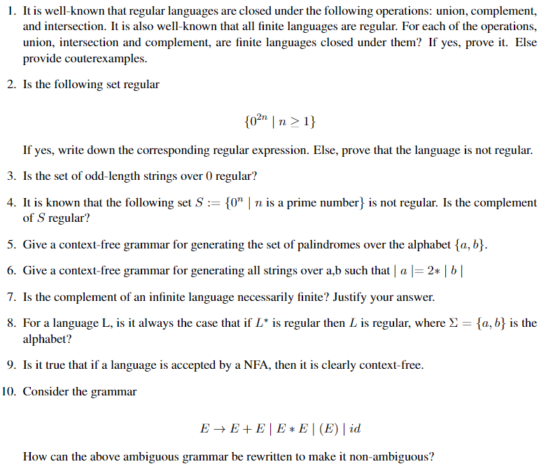 1. It is well-known that regular languages are closed | Chegg.com