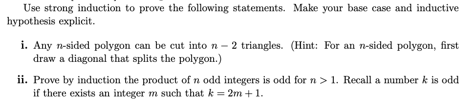 Solved Use strong induction to prove the following | Chegg.com
