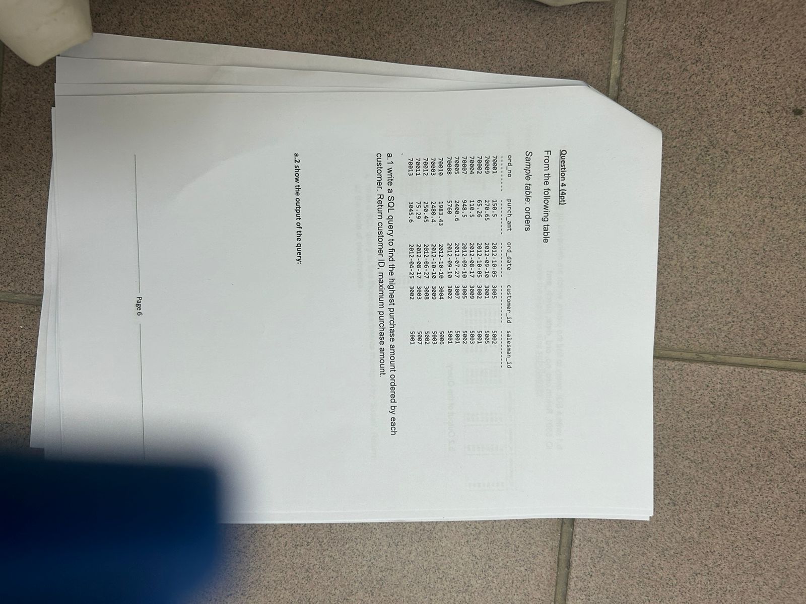 Solved Question 4 (4pt) From the following table Sample | Chegg.com