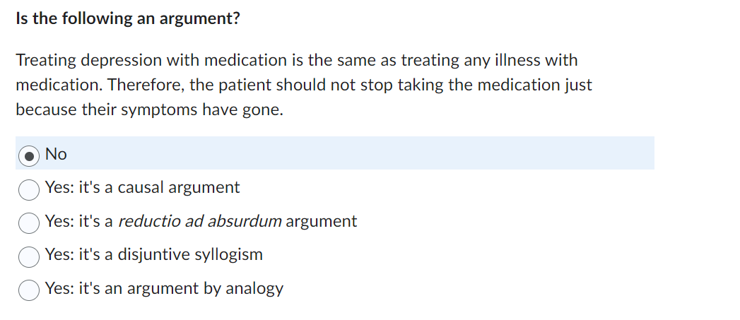 Is the following an argument? Treating depression | Chegg.com