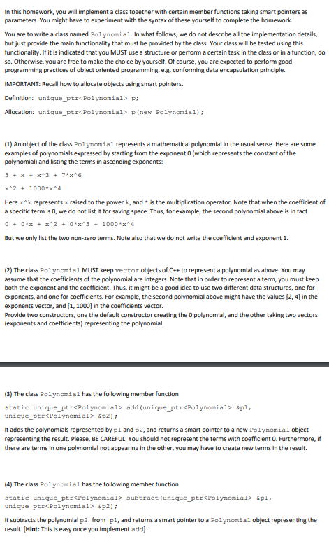 Solved In this homework, you will implement a class together | Chegg.com