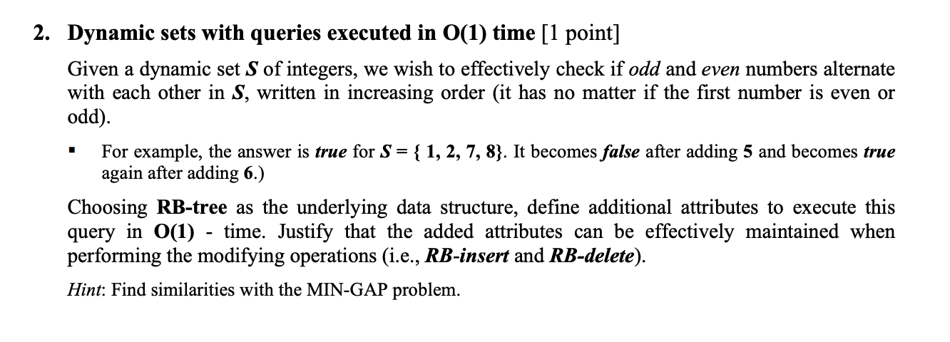 2. Dynamic sets with queries executed in O(1) | Chegg.com