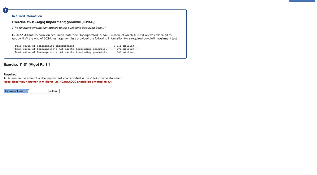 Solved Required information Exercise 11-31 (Algo) | Chegg.com