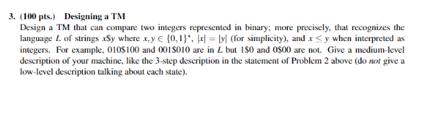 Solved (100 ﻿pts.) ﻿Designing a TMDesign a TM that can | Chegg.com
