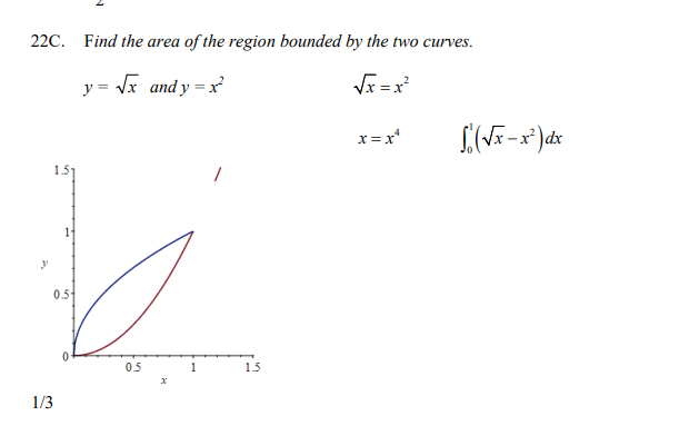Solved 22C. Find the area of the region bounded by the two | Chegg.com