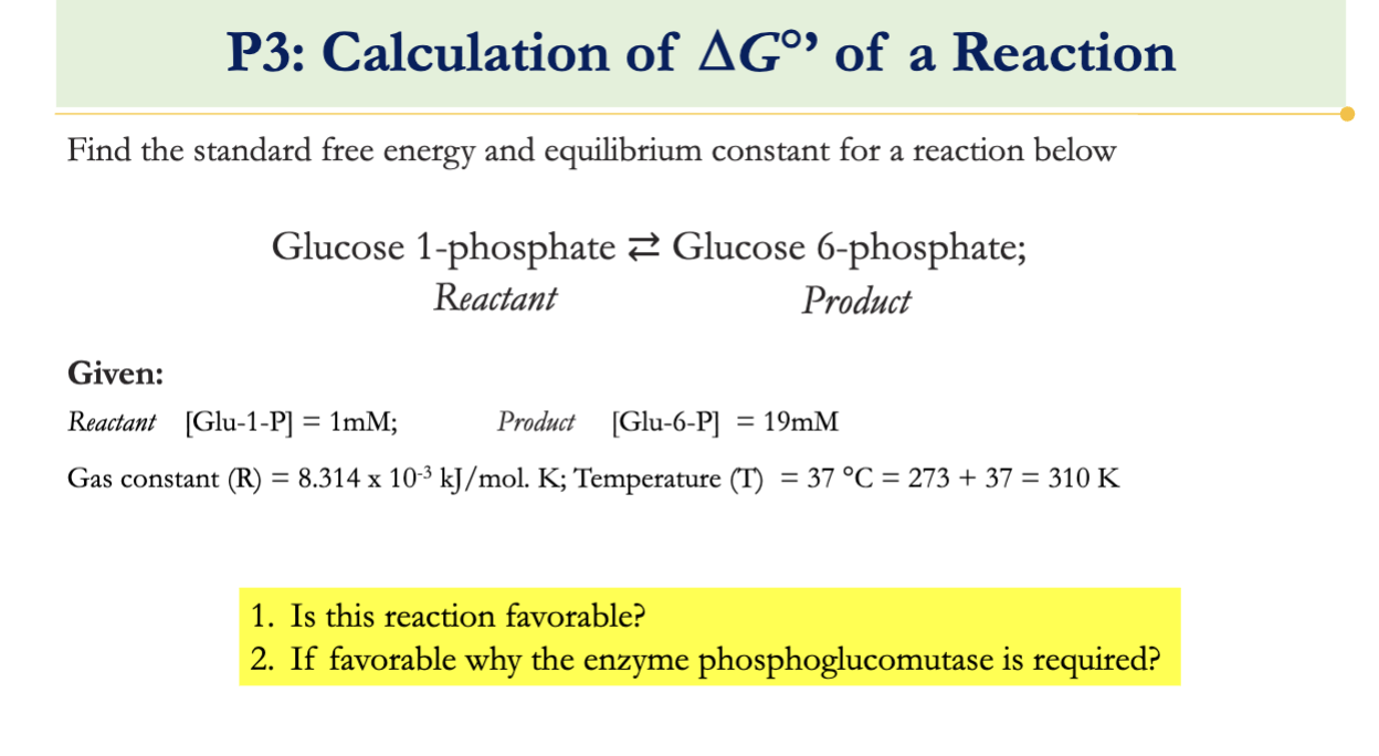 Solved P3: Calculation of ΔG° ' ﻿of a ReactionFind the | Chegg.com