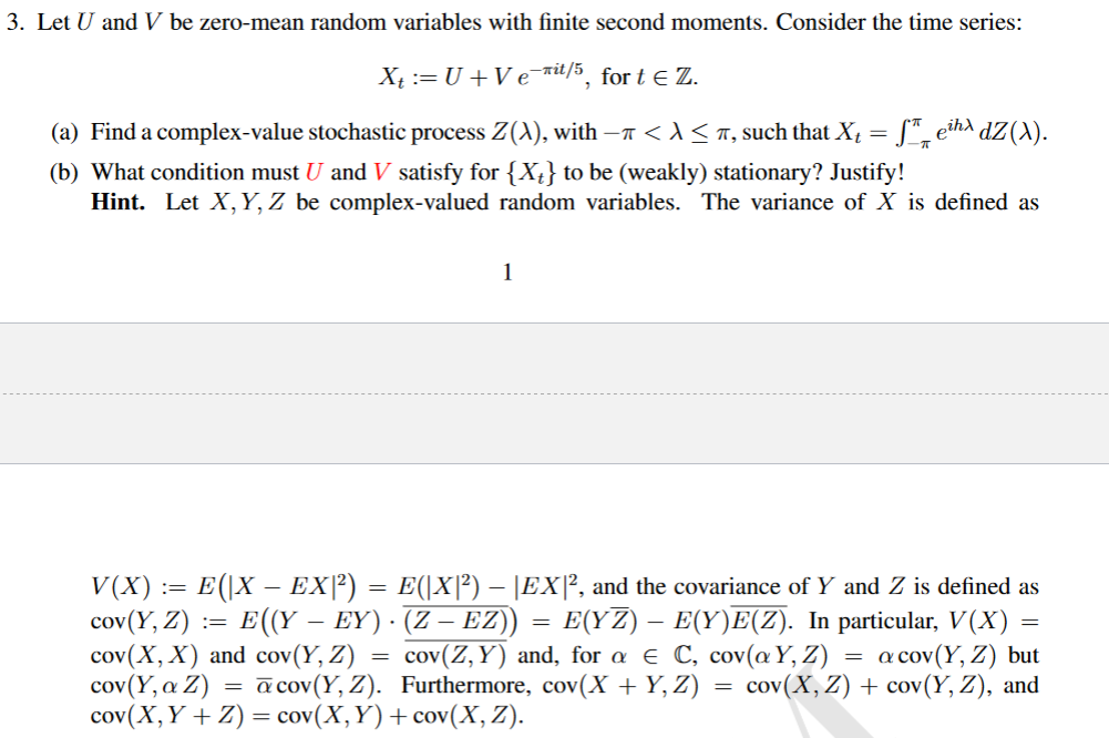 Let U and V be zero-mean random variables with finite | Chegg.com