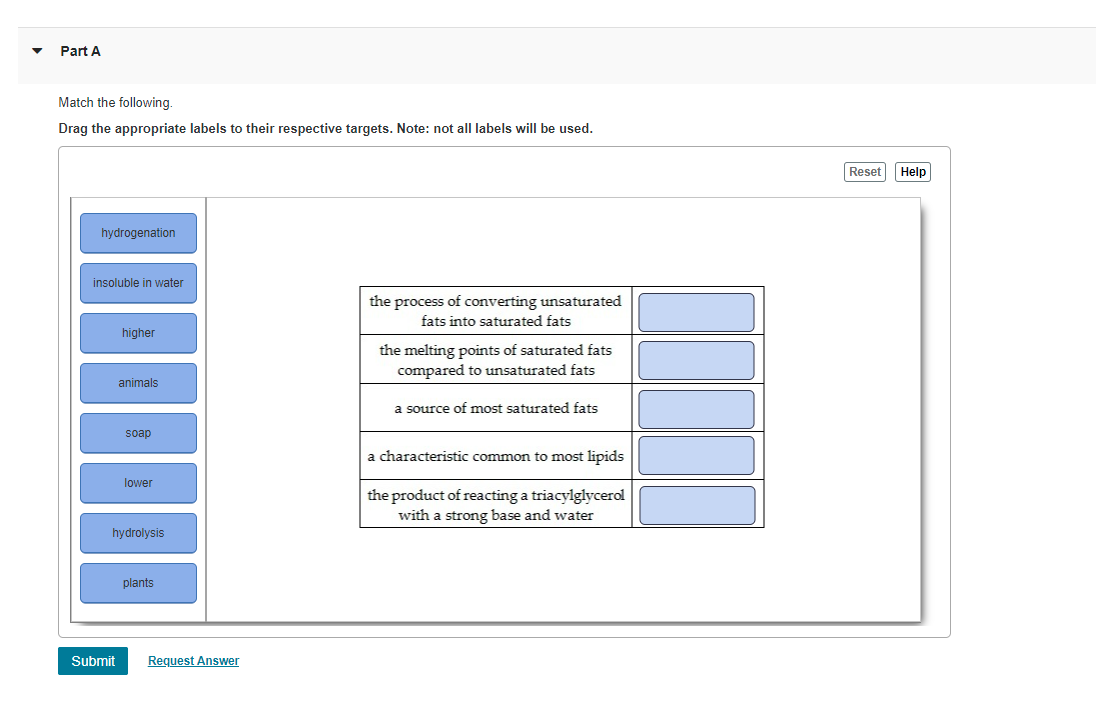 Solved Part A Match the following Drag the appropriate | Chegg.com