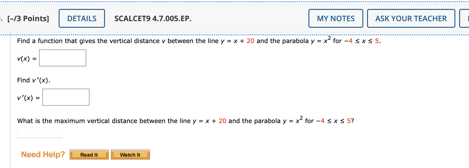 Solved Find a function that gives the vertical distance v | Chegg.com