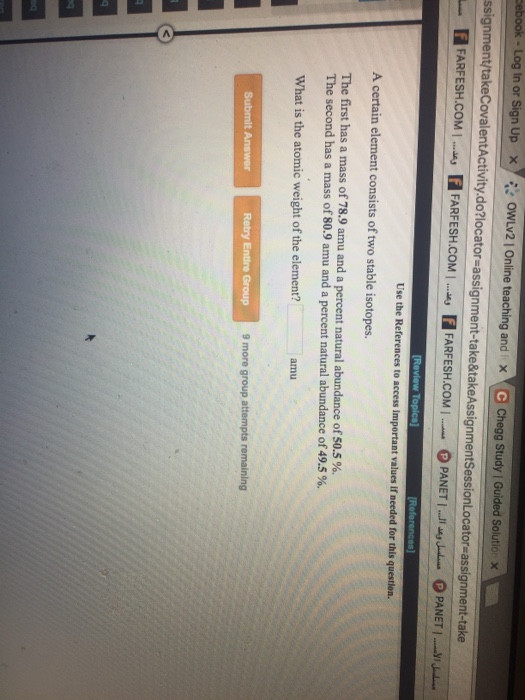 Solved A certain element consists of two stable isotopes. | Chegg.com