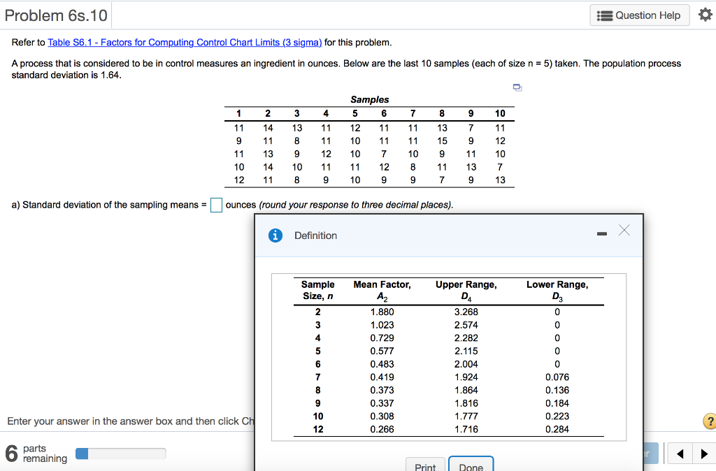 Solved Problem 6s.10 Question Help Refer to Table S6.1 - | Chegg.com