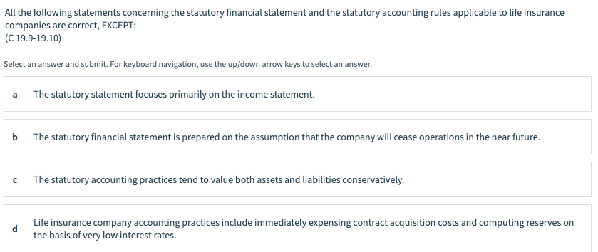 Solved All the following statements concerning the statutory | Chegg.com
