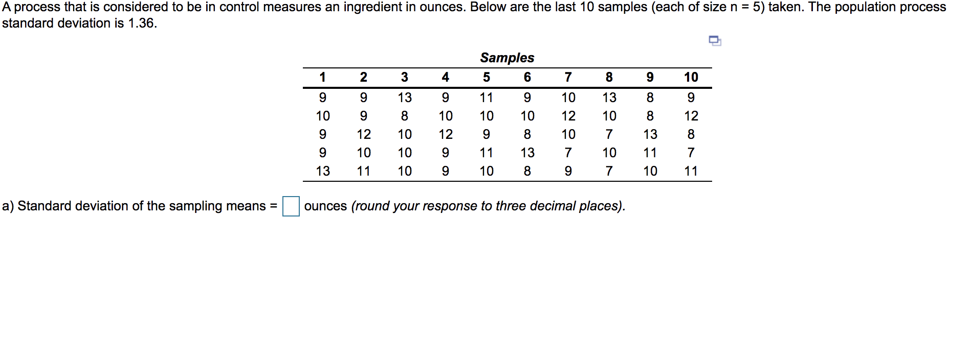 Solved Definition Sample Size, n Mean Factor, A2 Upper | Chegg.com Solved Definition Sample Size, n Mean Factor, A2 Upper | Chegg.com