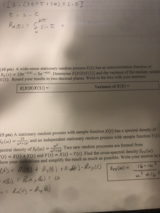 Solved (10 pts) A wide-sense stationary random process X(t) | Chegg.com